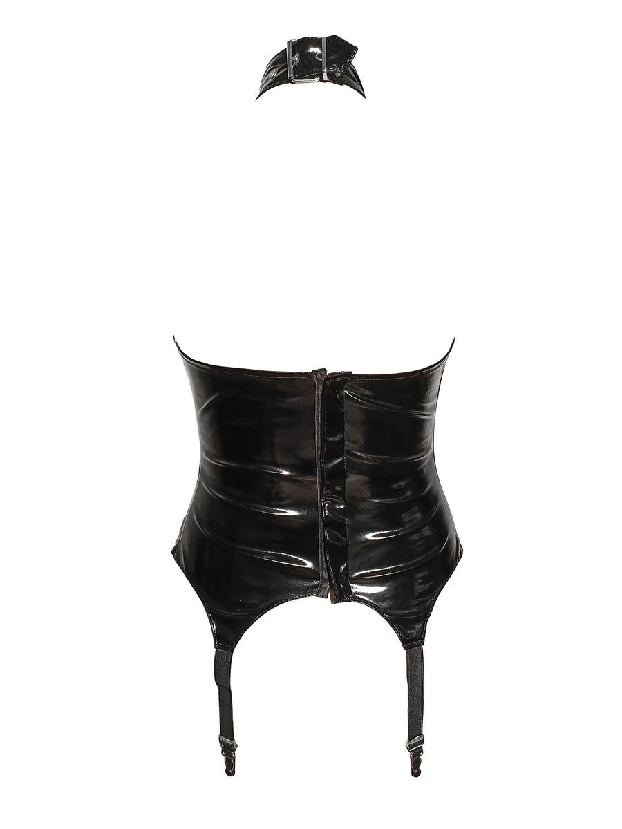 PVC Choker And Chain Harness Basque in Black – Honour Clothing