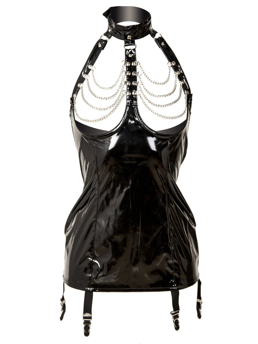 PVC Choker And Chain Harness Suspender Dress – Honour Clothing