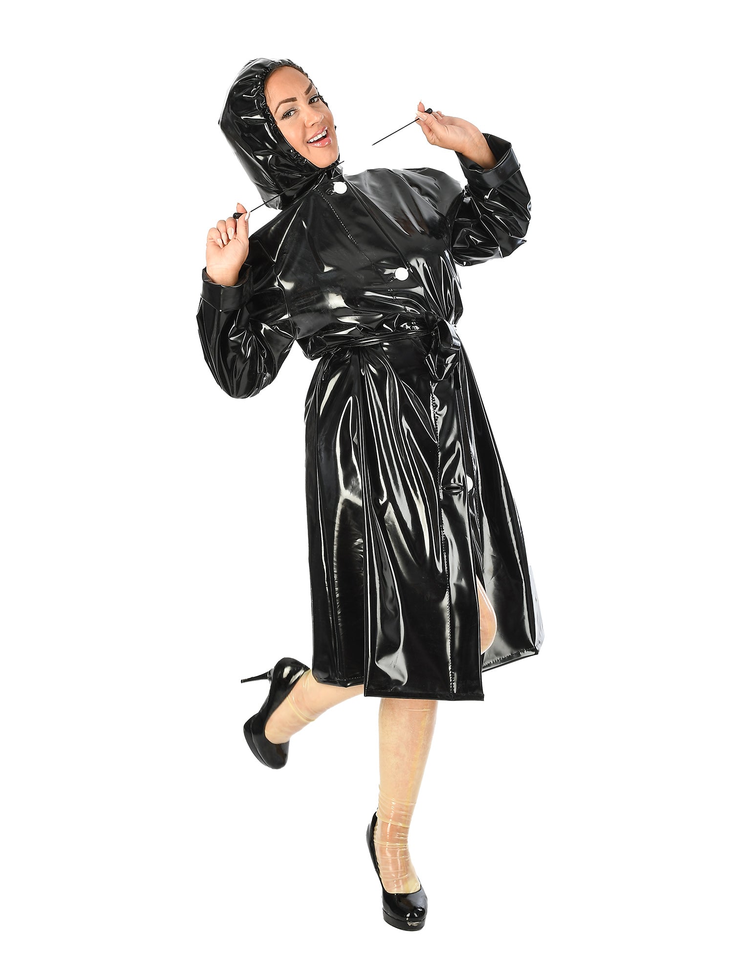 Vintage Style Plastic Rain Coat In Black – Honour Clothing