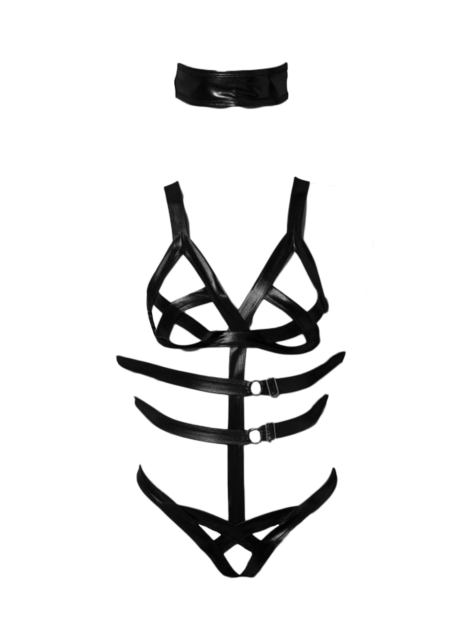 Adjustable Wetlook Teddy With Eye Mask – Honour Clothing