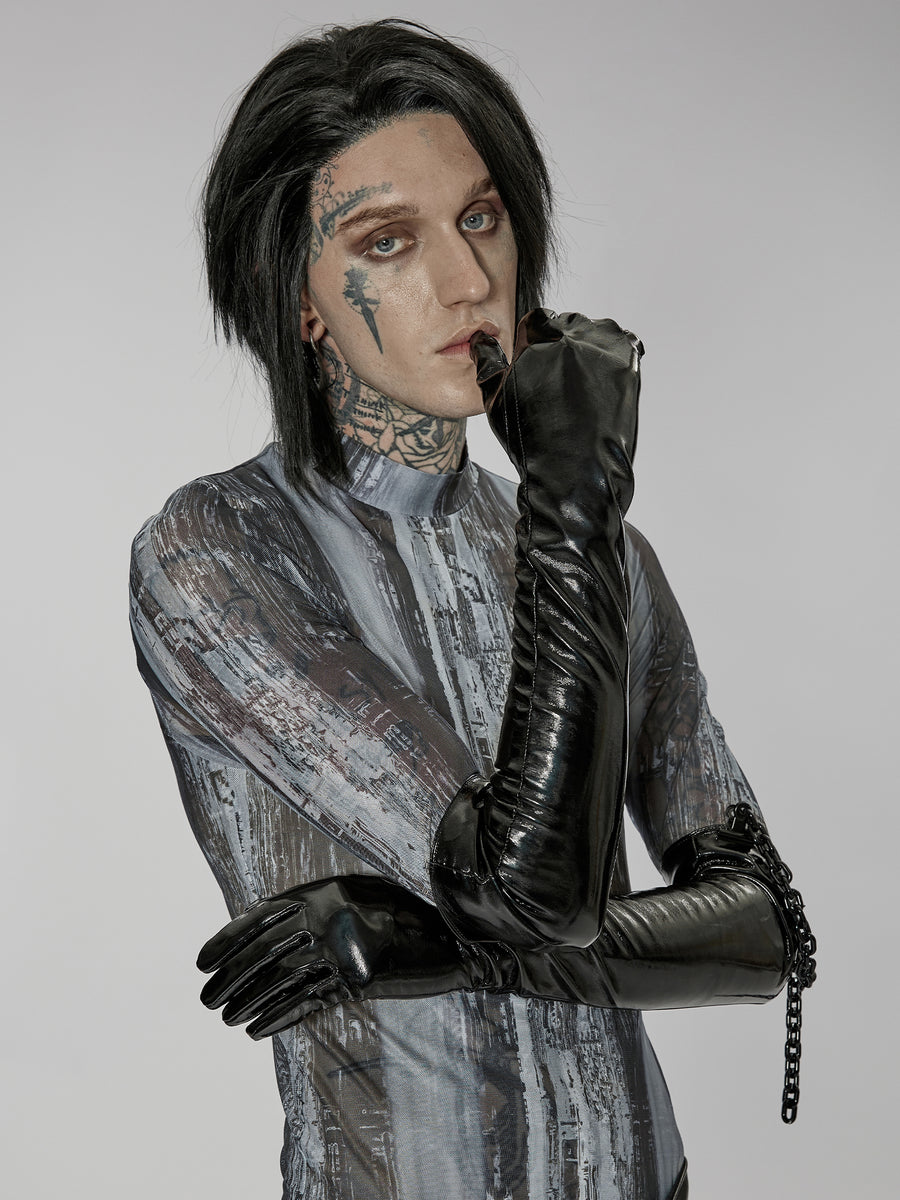 Punk Rave PVC Industrial Gloves With Chain – Honour Clothing