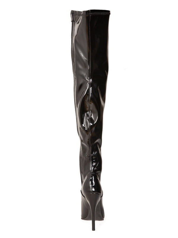 Glossy Black Thigh High Boots – Honour Clothing